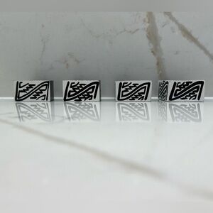 Vintage | Dining | Vintage Set Of 4 Wood Black And White Hand Painted ...